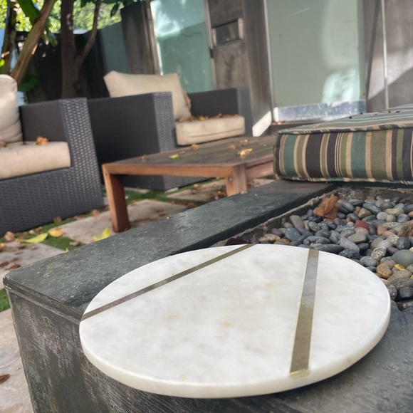 bidk home | Dining | Bidk Home Med Marble Plate Wbrass Inlay White ...